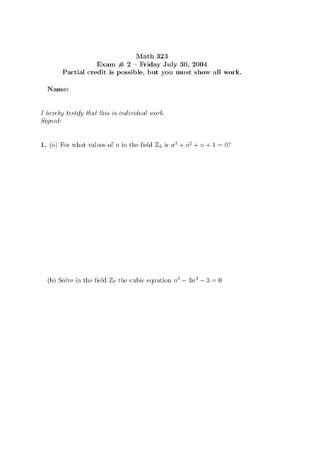 Exam 2 Questions On Formal Mathematical Reasoning And Writing Math 323 Docsity
