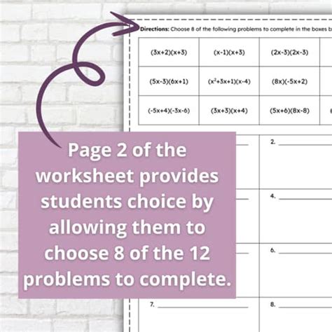 Using The Box Method For Multiplying Polynomials Notes And Worksheet
