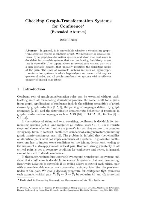 Pdf Checking Graph Transformation Systems For Confluence