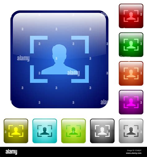 camera portrait mode icons in rounded square color glossy button set