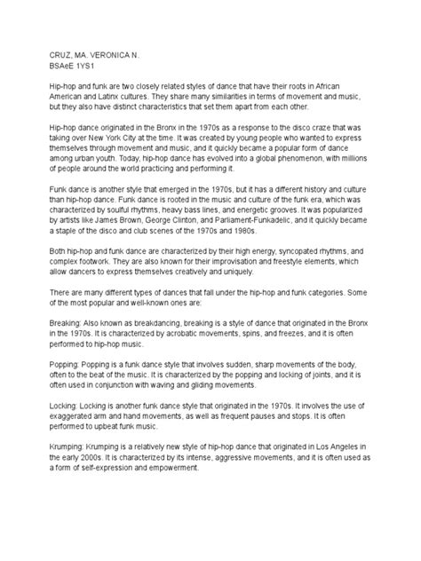 Dance Category Essay Pdf Funk Music