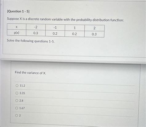 Solved Suppose X Is A Discrete Random Variable With The