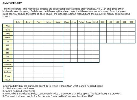 Free Printable Logic Puzzles