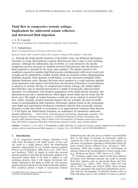 Pdf Fluid Flow In Compressive Tectonic Settings Implications For
