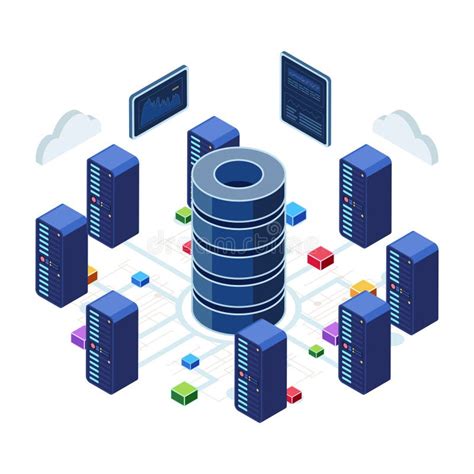 Isometric Data Center with Servers and Network Connection Stock Vector - Illustration of backup ...