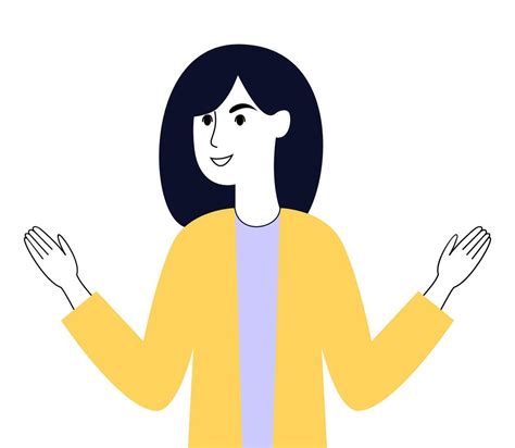 Smiling Woman With Open Arms Wearing A Yellow Jacket 72511315 Vector