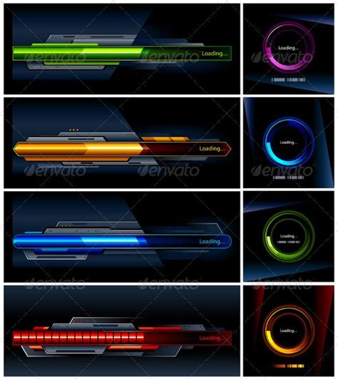Vector Set Of High Tech Progress Indicators Progress Bar Template Design Game Ui Design