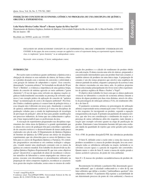 Pdf Inserção Do Conceito De Economia Atômica No Programa De Uma