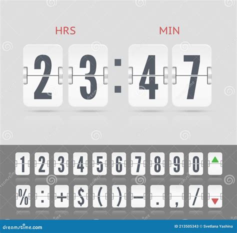 Vector Old Time Meter Of Number And Symbol White Analog Flip Airport Board Countdown Timer