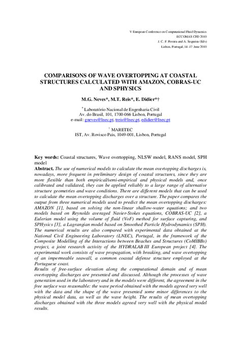 Pdf Comparisons Of Wave Overtopping At Coastal Structures Calculated With Amazon Cobrasuc And