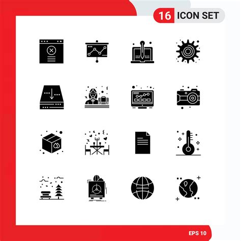Set Of 16 Modern Ui Icons Symbols Signs For Box Tool Organic Settings Cog Editable Vector Design