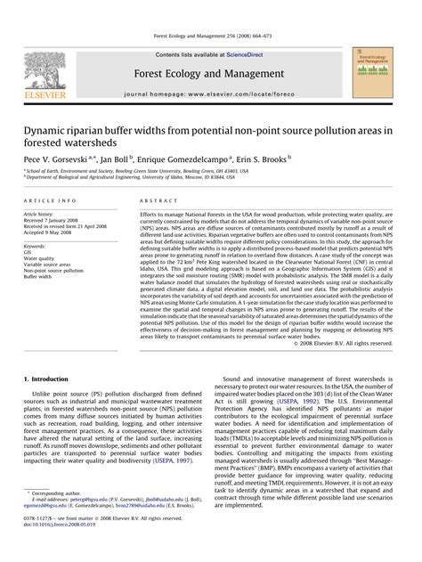 Pdf Dynamic Riparian Buffer Widths From Potential Non Point Source