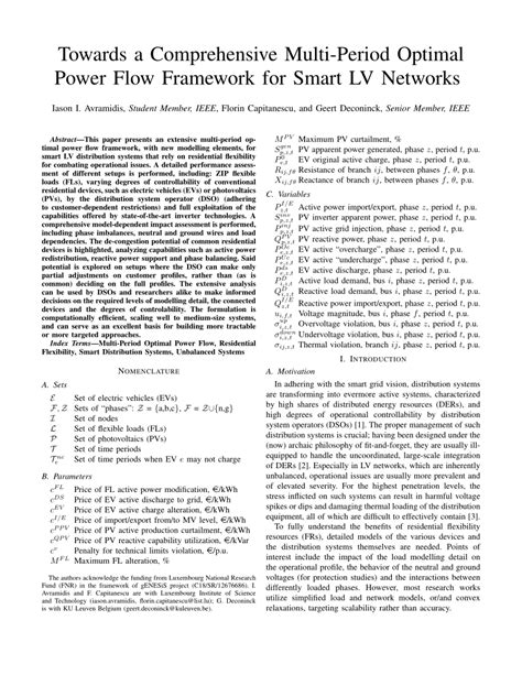 Pdf A Comprehensive Multi Period Optimal Power Flow Framework For Smart Lv Networks