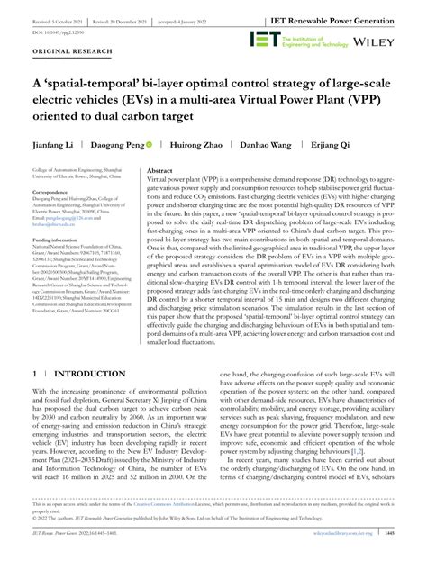 Pdf A ‘spatial‐temporal Bi‐layer Optimal Control Strategy Of Large