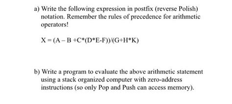 solved a write the following expression in postfix reverse