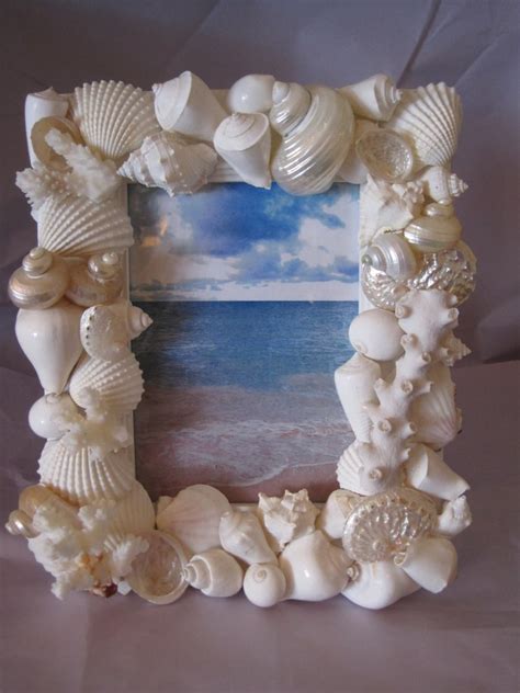 Beach Decor Seashell Picture Frame Shell Frame White Etsy