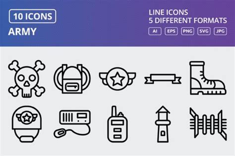 Vector Army Icon Set Graphic By IYIKON Creative Fabrica
