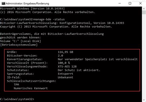 Anzeige Der Bitlocker Verschlüsselungs Einstellungen Mit Manage Bde Windows Faq