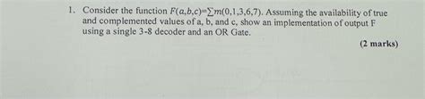 solved 1 consider the function f a b c ∑m 0 1 3 6 7