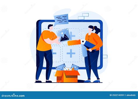 Ui Ux Design Concept With People Scene In Flat Cartoon Design Stock Illustration Illustration