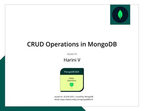 Ive Earned The Mongodb Query Skill Badge Where I Learned How To Perform Crud Operations To