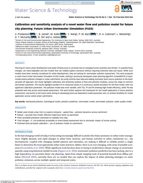 Pdf Calibration And Sensitivity Analysis Of A Novel Water Flow And Pollution Model For Future