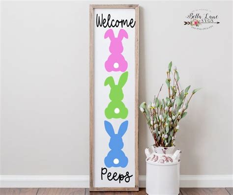 Welcome Peeps Easter Sign Svg Front Porch Sign Svg Easter Sign Svg