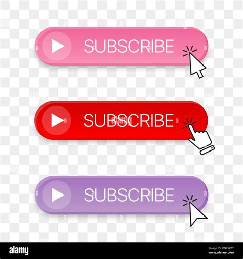 Subscribe Button Icon Collection With Different Clicking Hand Cursor Stock Vector Image And Art
