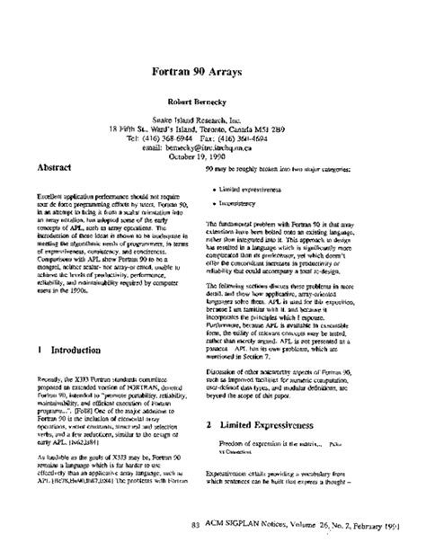 Pdf Fortran 90 Arrays
