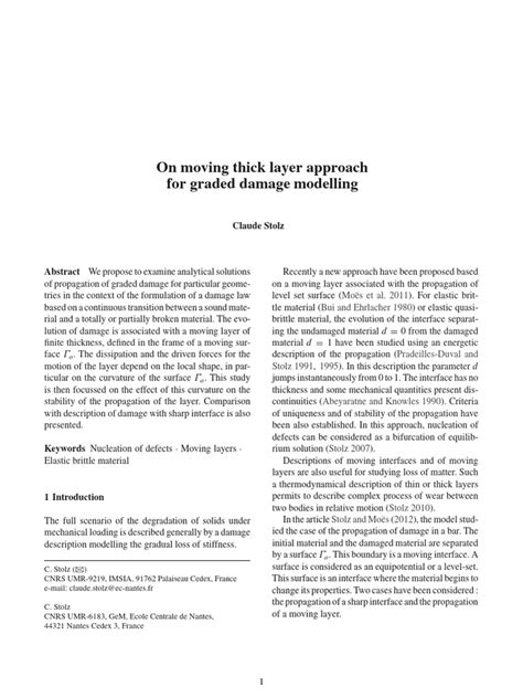 On Moving Thick Layer Approach For Graded Damage Modelling Pdf