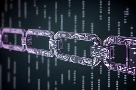 Premium AI Image Digital Chains With Coding Blockchain Technology Concept