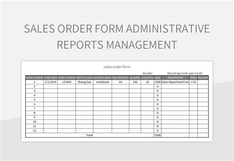 Sales Order Form Template Excel