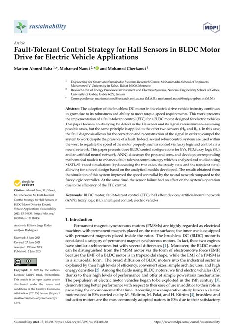 Pdf Fault Tolerant Control Strategy For Hall Sensors In Bldc Motor