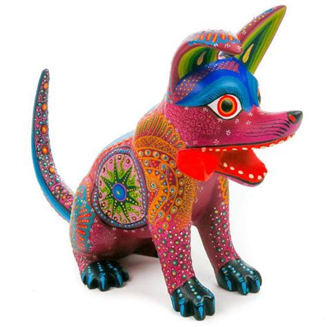 Red Dog Oaxacan Alebrije Wood Carving Mexican Folk Art Animal Sculpture