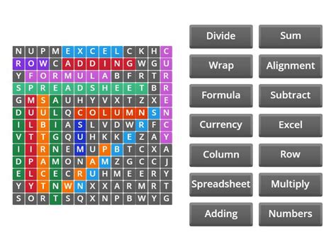 For Excel Wordsearch