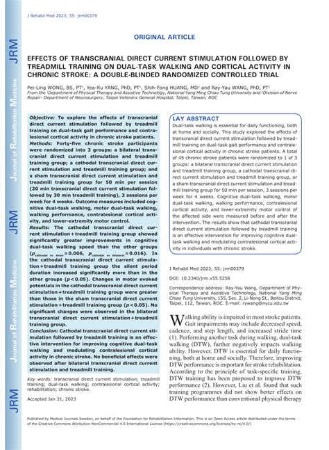 Pdf Effects Of Transcranial Direct Current Stimulation Followed By