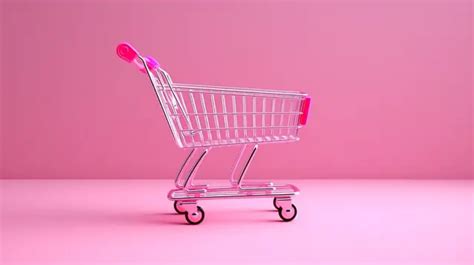 분홍색 쇼핑 카트가 포함된 최소 배경의 3d 렌더링 장바구니 쇼핑 카트 트롤리 배경 일러스트 및 사진 무료 다운로드