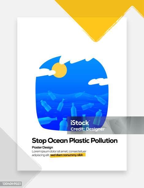 포스터 표지 및 배너에 대한 해양 플라스틱 오염 개념을 중지합니다 현대 플랫 디자인 벡터 일러스트레이션 0명에 대한 스톡 벡터 아트 및 기타 이미지 Istock