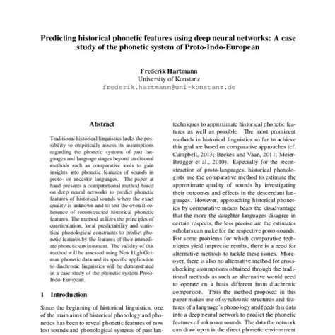 Predicting Historical Phonetic Features Using Deep Neural Networks A