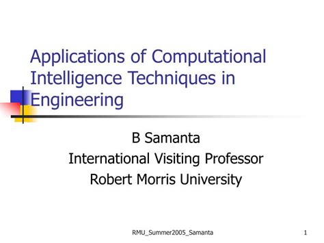 Ppt Applications Of Computational Intelligence Techniques In