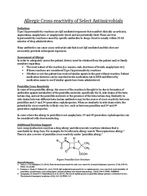 Abx Cross Reactivity Pdf Penicillin Allergy
