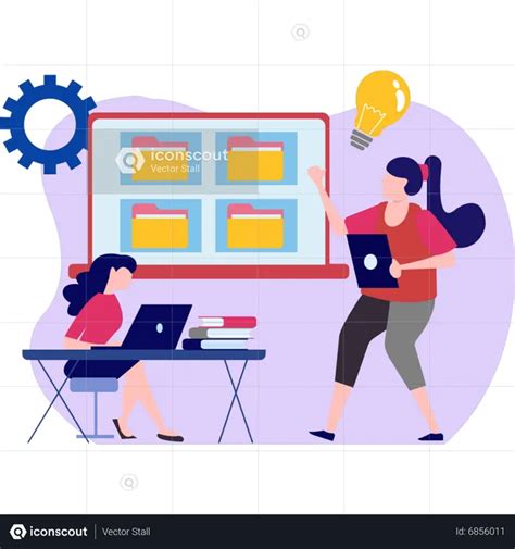 best girl managing file folders illustration download in png and vector