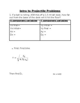 Projectile Problems Guided Practice By High School Science Classroom