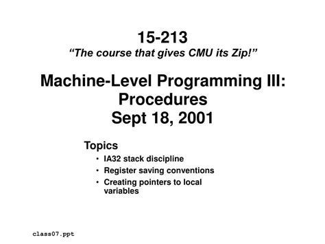 ppt machine level programming iii procedures sept 18 2001