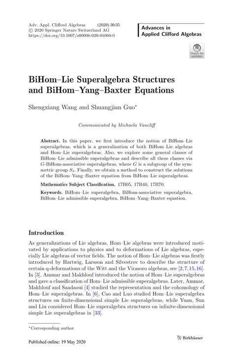 Pdf Bihomlie Superalgebra Structures And Bihomyangbaxter Equations