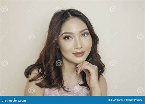 Close Up Beauty Face Of Asian Young Model Touching Clean Skin Natural