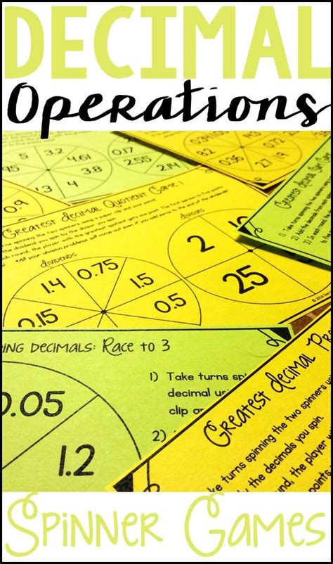 Add Subtract Multiply Divide Decimal Operations Spinner Game Math Centers Decimal