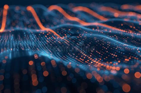 Abstract Representation Of Data Flowing Through A Blue And Orange