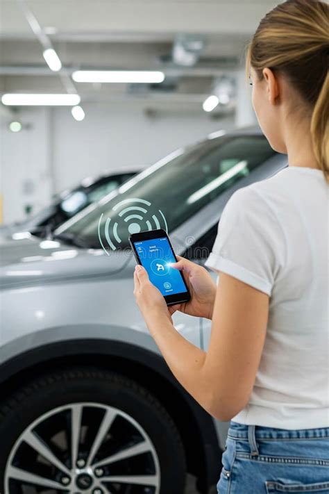 Unlocking Car With Smartphone Stock Illustration Illustration Of