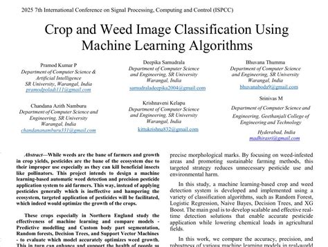 Our Paper Crop And Weed Image Classification Using Machine Learning Algorithms Has Been